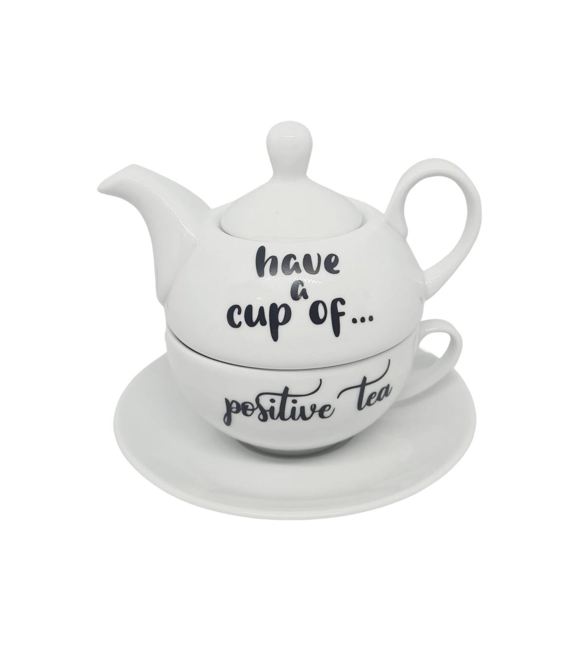 Čajnik s skodelico: have a cup of positive tea - Mugs and hugs