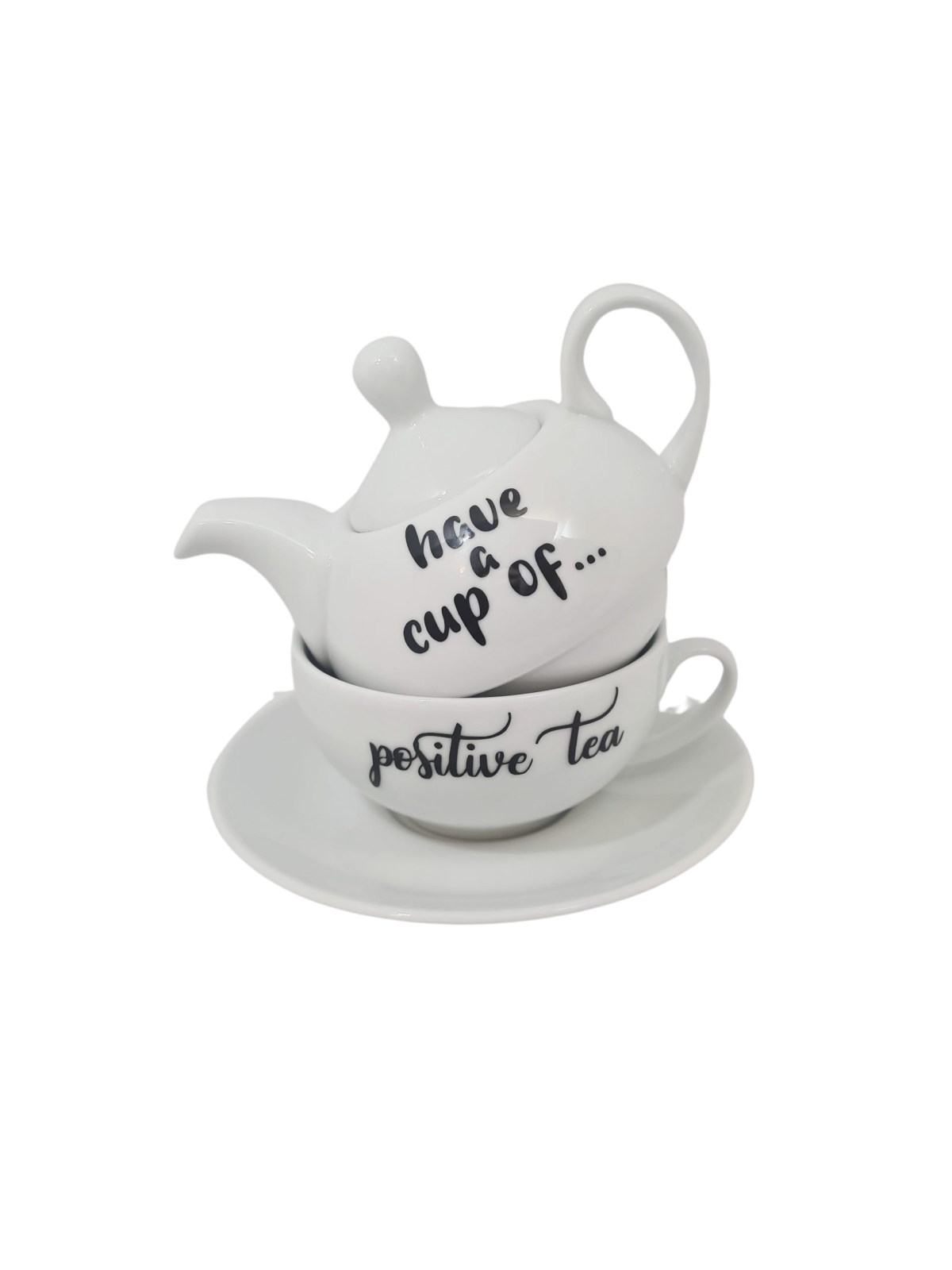 Čajnik s skodelico: have a cup of positive tea - Mugs and hugs